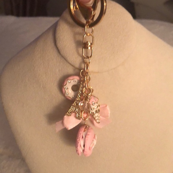 Accessories | Key Chain Purse Fob Pink Eifle Tower Donut Bow | Poshmark